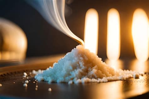 Premium Ai Image A Small Pile Of Flour With A Spoon Of Sugar In The Background