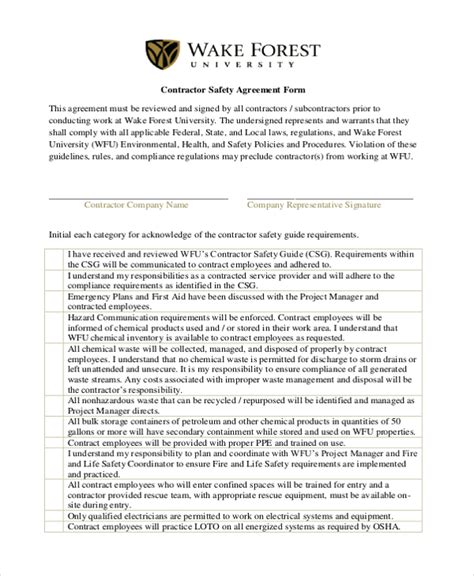Free 10 Sample Contractor Agreement Forms In Pdf Ms Word Excel