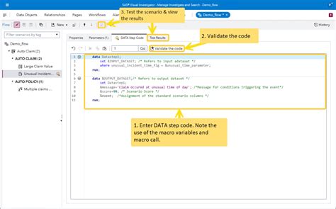 using data step code to design scenarios in sas visual investigator