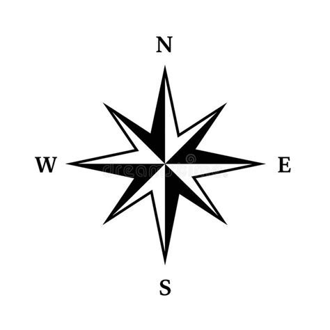 A Black And White Eight Point Compass Rose With Directional Letters N