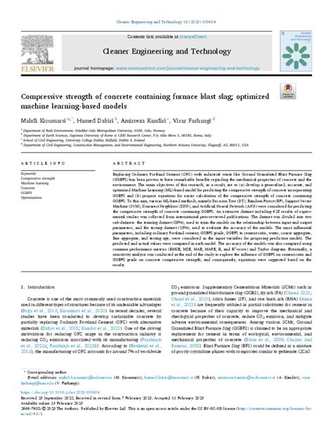 compressive strength of concrete containing furnace blast slag