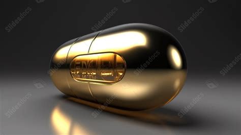 Visualizing Medicinal Efficacy A 3d Rendering Of A Golden Pill