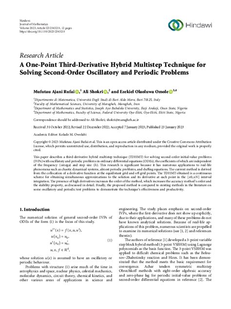 Pdf A One Point Third Derivative Hybrid Multistep Technique For Solving Second Order