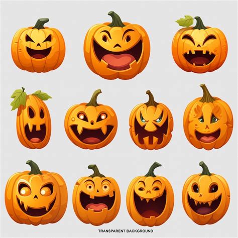 Premium Psd Halloween Pumpkin Faces Generator Vector Cartoon