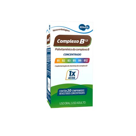 Complexo B Ems 20 Comprimidos Vitaminas B1 B2 B3 B5 B6 E B12
