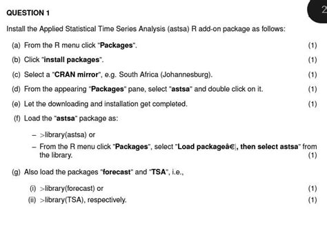 solved question 1 install the applied statistical time