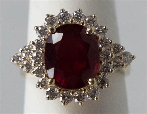Lot 14k Yellow Gold Composite Ruby And Diamond Ring