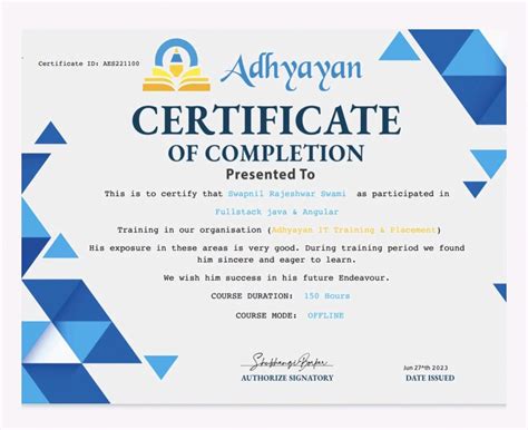 Certificate Of Completion Fullstack Java And Angular Developer