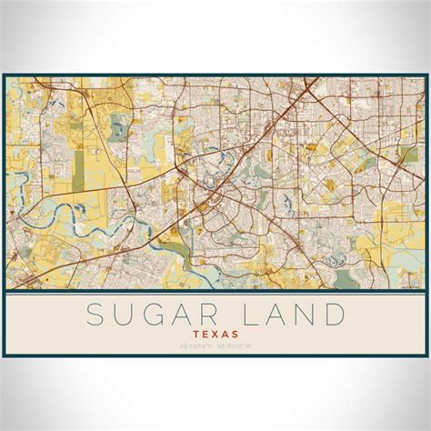 Sugar Land Texas Map Print In Woodblock — Jace Maps