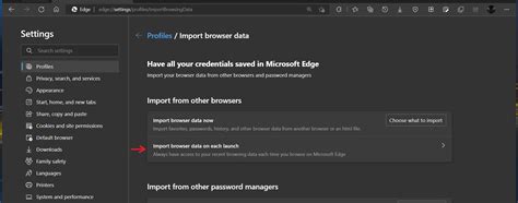 edge will be able to import data from other browsers every time you