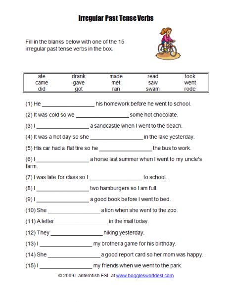 7th Grade Verb Worksheet