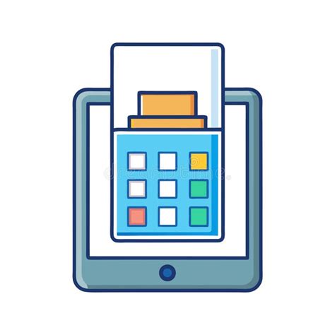 Tablet With Application Interface Design Showing A Colorful Grid App