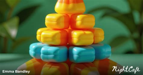 Giant Blue Candy Corn Pile On Green Surface Ai Art