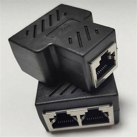 Adapter Rj45 Ethernet Lan Cable 1 2 Way Splitter Dual Female Port Connector Plug Computer