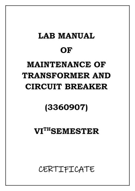 Mtcb Lab Manualdocx Maintenance Of Transformer And Circuit Breaker B