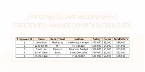 Efficiently Manage Employee Compensation Data With A Salary Record