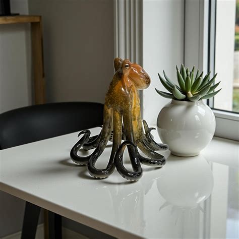 Handmade Ceramic Octopus Sculpture Espresso Glazed Ocean Decor Etsy