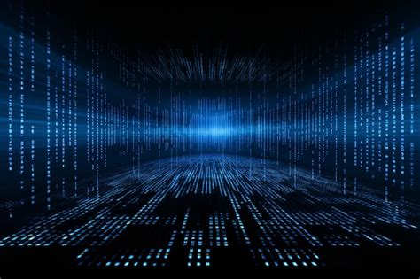 glowing binary code on a dark blue background premium ai generated image
