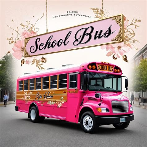 A Vibrant Pink Small Retro Style School Bus Premium Ai Generated Image