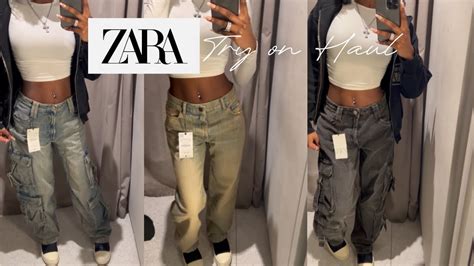 Shop With Me Zara Try On Haul Cargo Jeans Youtube