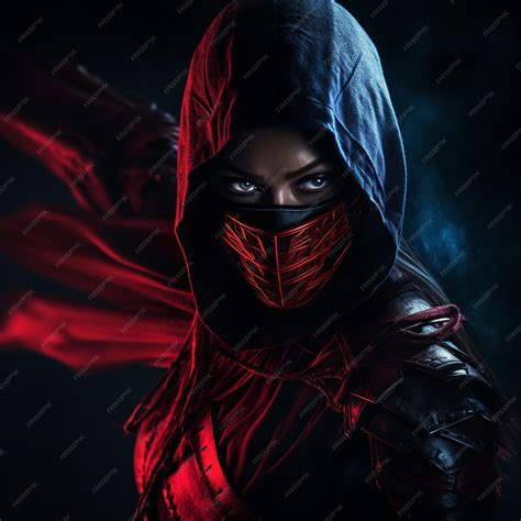 Premium Ai Image Illustration Of Ninja Assassin Woman Masked Full