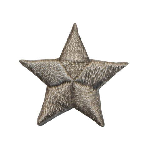 Id 3548 Silver Star Patch Metallic Service Military Embroidered Iron On
