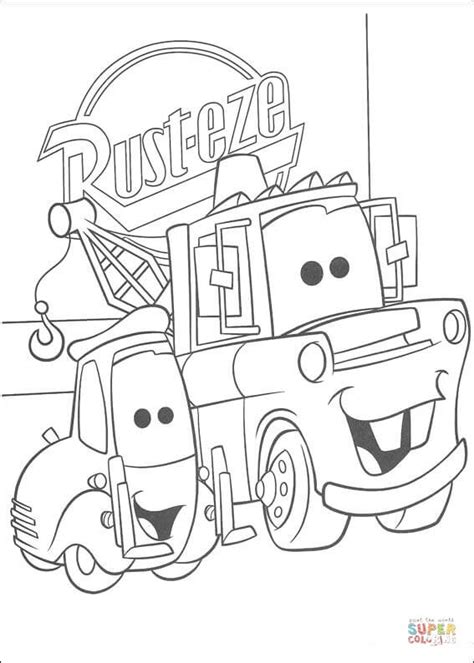 Rust Eze Logo Behind Mater Coloring Page Free Printable Coloring Pages