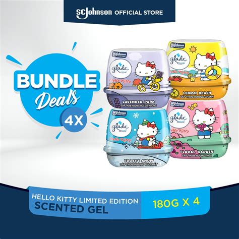 Glade X Hello Kitty Limited Edition Scented Gel Room Air Freshener Bundle Of 4 180g X 4