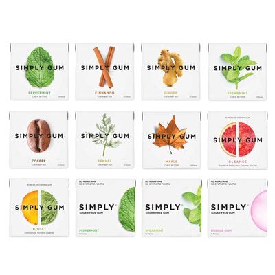Simply Gum Natural Chewing Gum Mints Chocolates And Fruit Bites