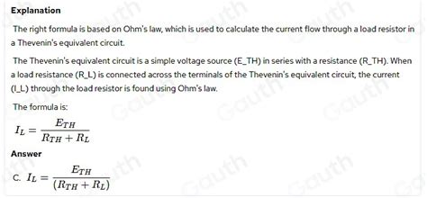 Solved Which Formula Is Used To Calculate The Current Flow Through A Load Resistor Using