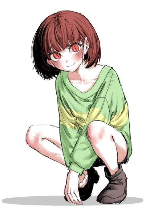 Safebooru 1other Androgynous Blush Brown Hair Chara Undertale Eonune Yeoul Green Sweater