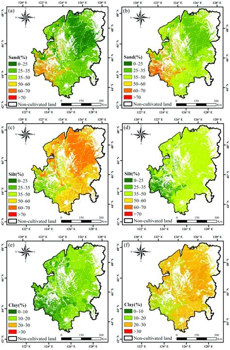 Spatial Distribution Maps For A Sand C Silt And E Clay