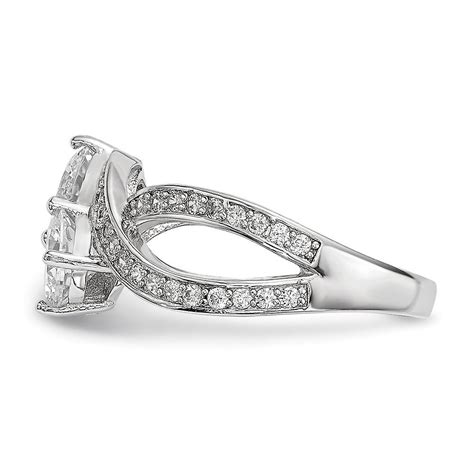 925 Sterling Silver Rhodium Plated Cz Cubic Zirconia Simulated Diamond