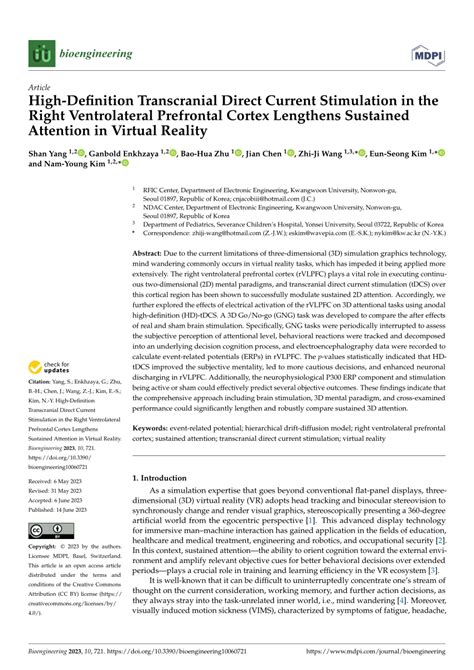 Pdf High Definition Transcranial Direct Current Stimulation In The Right Ventrolateral