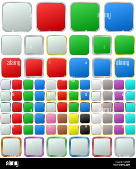 Color Metallic Rounded Square Button Set Stock Vector Image Art Alamy