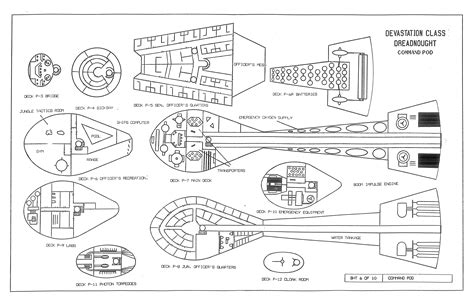 Star Trek Blueprints Klingon Devastation Class Dreadnought General Plans