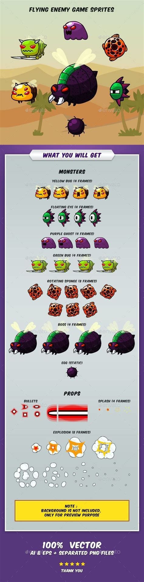 Flying Enemy Game Sprites Enemy Game Level Design Sprite