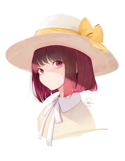 Safebooru 1girl Absurdres Arima Kana Bob Cut Bow Closed Mouth Hat Hat
