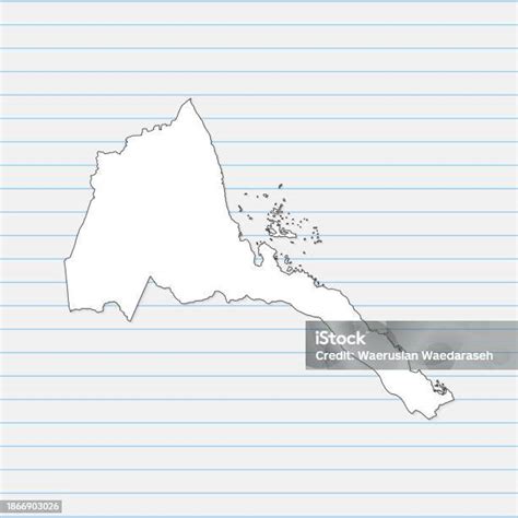 Eritrea Map Of Vector White Color Hand Drawn On A Piece Of School Notebook Background Vector