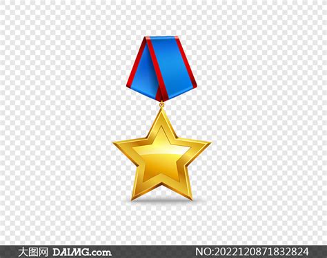 金色立体五角星装饰军功章免抠图片大图网图片素材