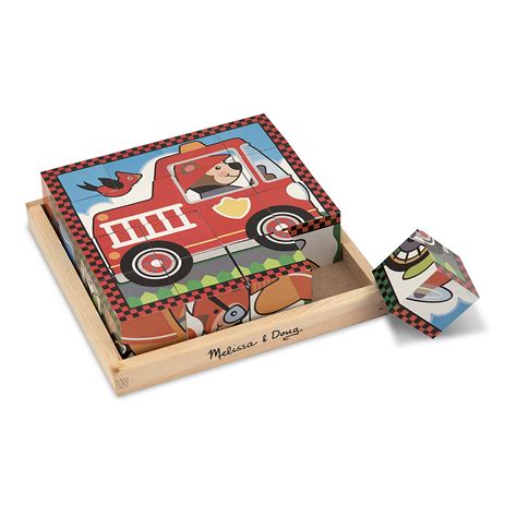 Melissa And Doug Vehicles Wooden Cube Puzzle With Storage Tray 6