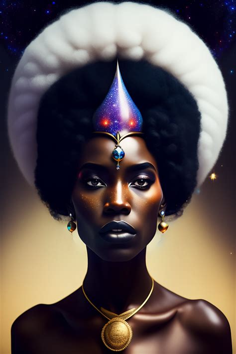 Lexica Alien Godess Queen Afro White Skin Plava Laguna Black Eyes