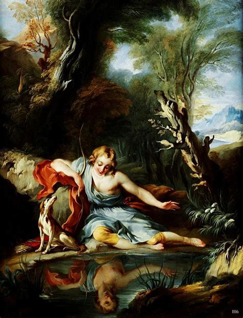 Narcissus Admiring His Reflection 1728 Francois Quest For Beauty