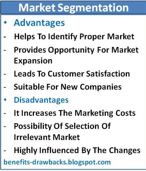 Advantages And Disadvantages Of Market Segmentation Benefits Drawbacks