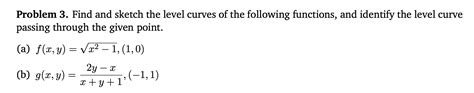 Solved Problem Find And Sketch The Level Curves Of The Chegg