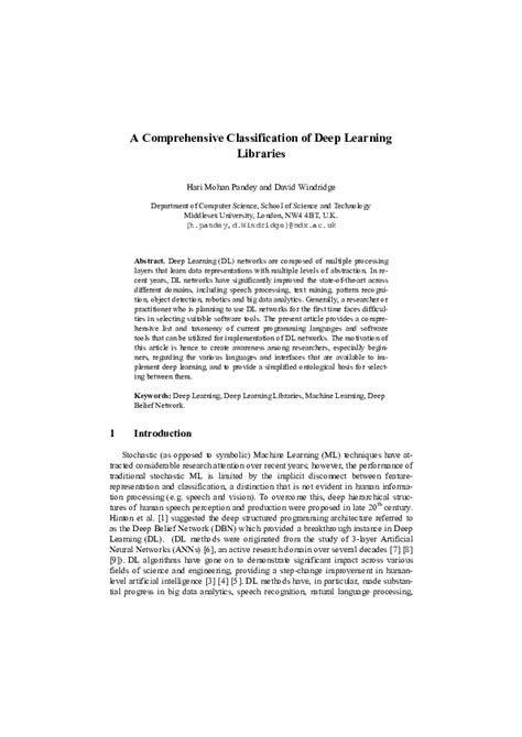 Pdf A Comprehensive Classification Of Deep Learning Libraries