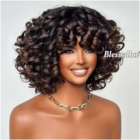 Nora Glueless Curly Bangs Wear And Go Wig
