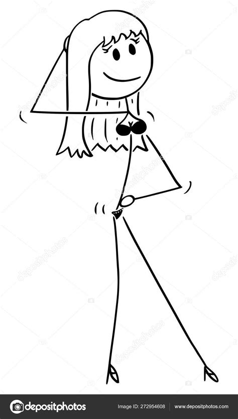 Vector Cartoon Of Sexy Young Woman In Lingerie Or Underwear Or Bikini