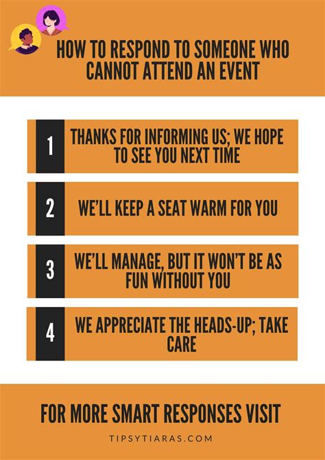 32 ways to respond when someone can t attend an event