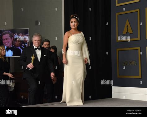 Salma Hayek Posing In The Press Room At The 92nd Annual Academy Awards